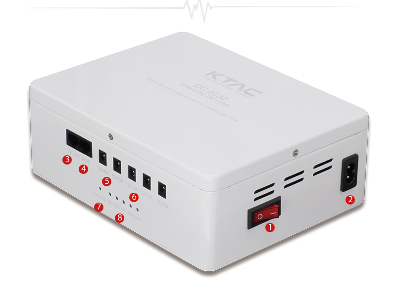 60W mini UPS DC UPS with 5 pcs of 12V DC charge ports and built in of ...